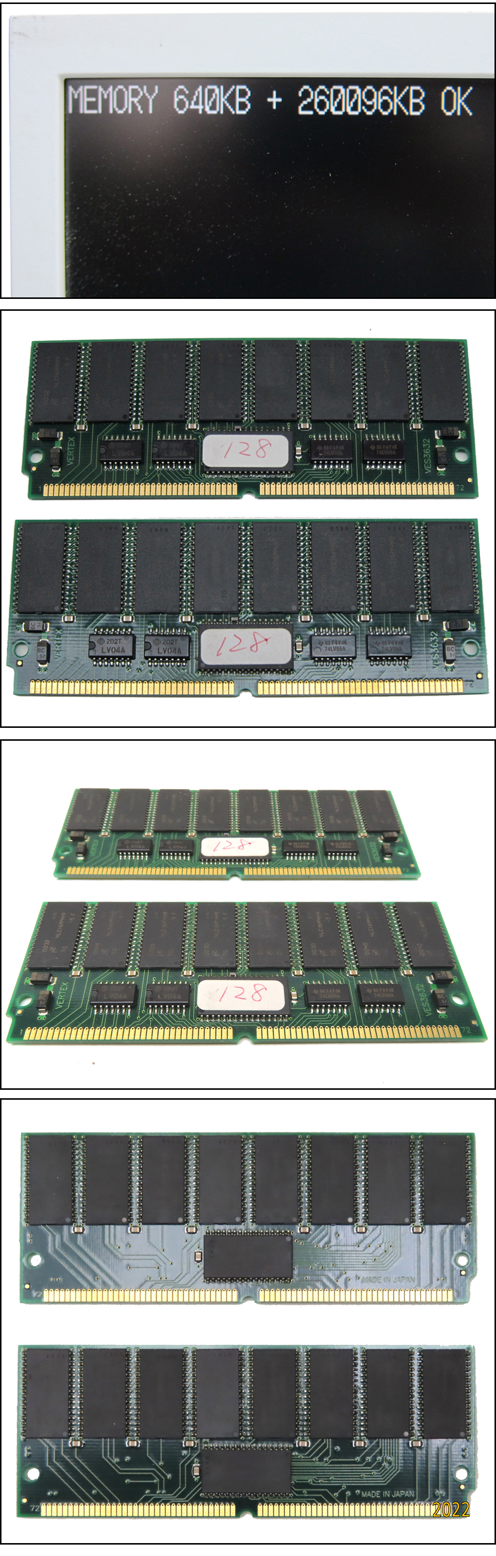 【未使用に近い】[uas]NEC PC98 PC-9821用 メモリー 128MB×2枚＝256MB ECC付 パリティ付 ...